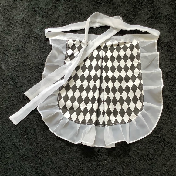 Handmade | Costumes | Black White Diamond Check Apron With Sheer ...
